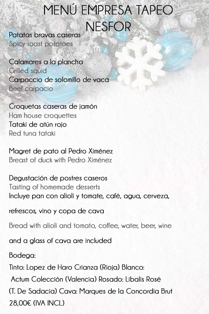Company menu Tapeo nesfor - Jávea.com | Xàbia.com
