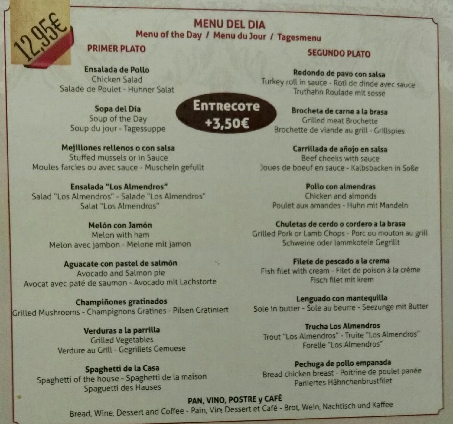 Menú Restaurante Los Almendros del Montgó - Jávea.com | Xàbia.com