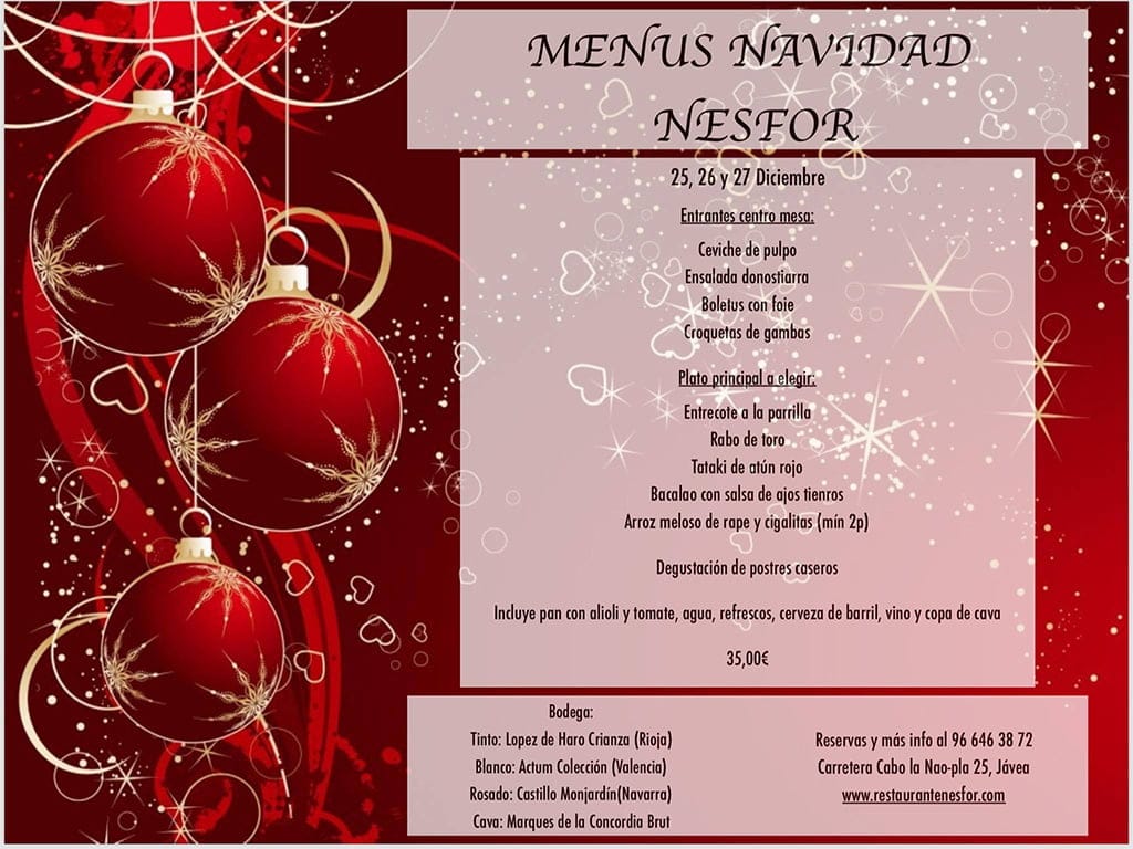 Menú de Navidad Restaurante Noray - Jávea.com | Xàbia.com