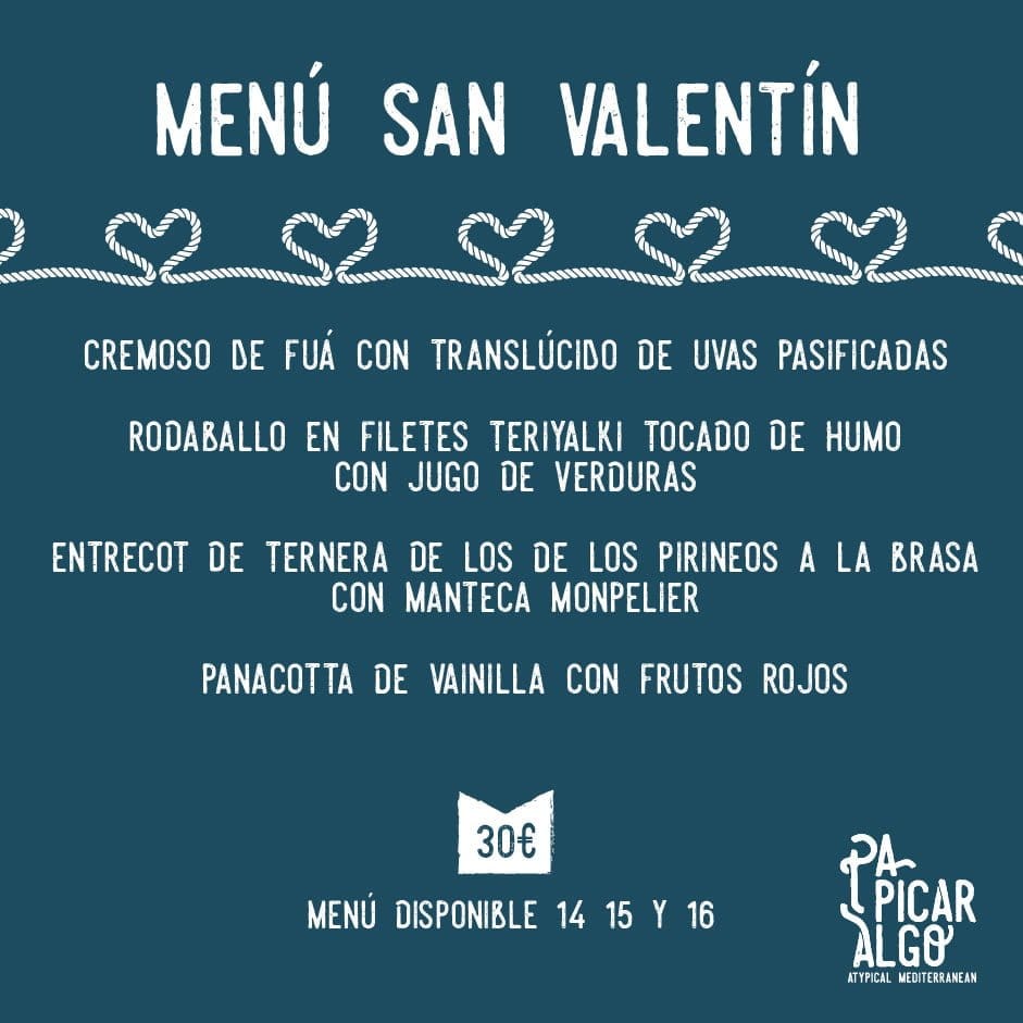 Menú San Valentin Para Picar Algo - Jávea.com | Xàbia.com