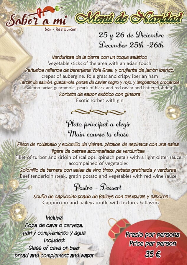 Menú de Navidad en Restaurante Sabor a mi - Jávea.com | Xàbia.com