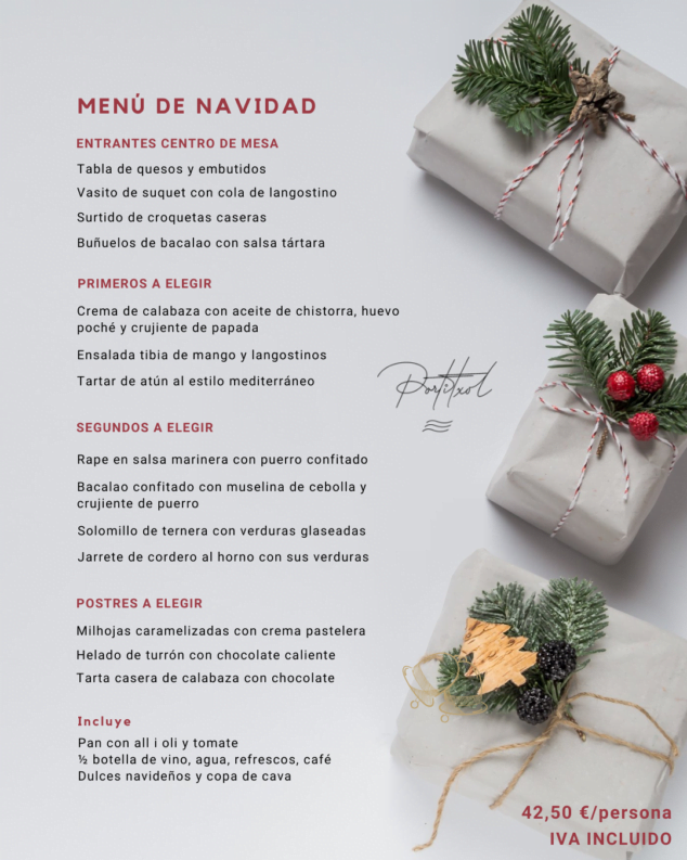 Restaurante Portitxol te ofrece un excelente menú de Navidad