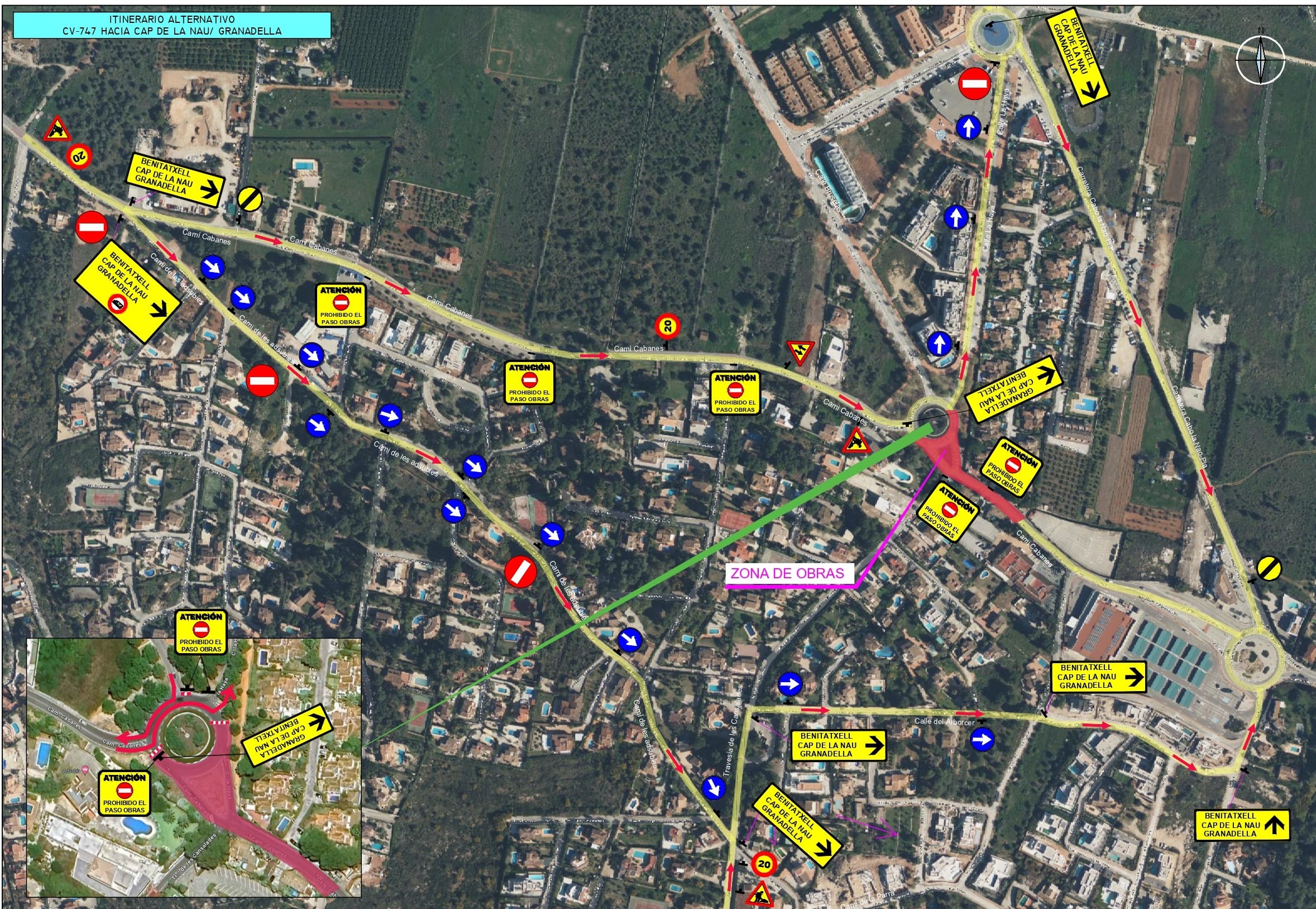Plan of indications for detours due to works in Xàbia - Jávea.com ...