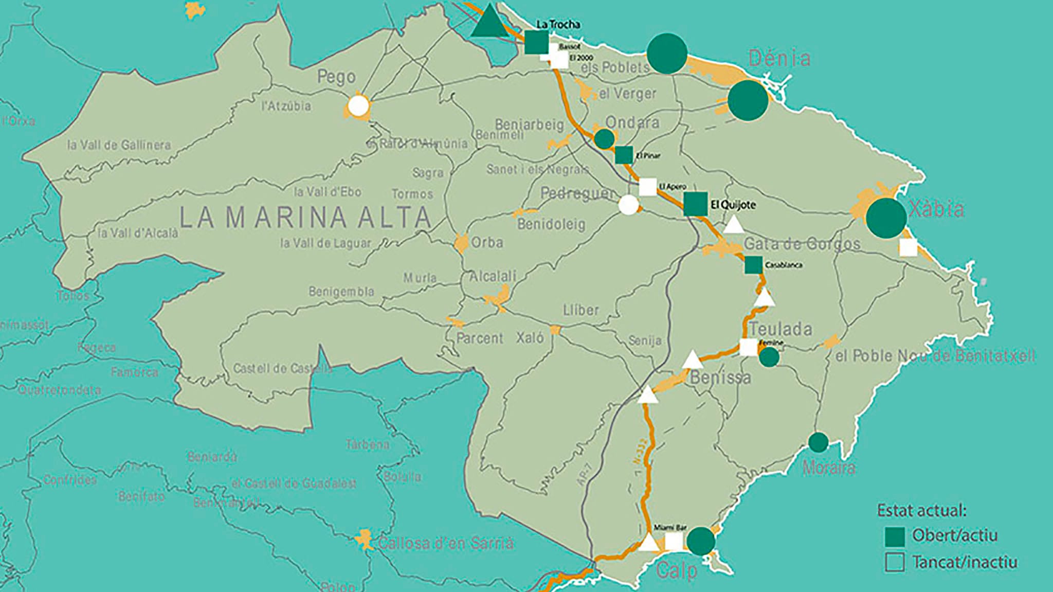 Map of 'Prostitution Scenes in the Marina Alta' - Jávea.com | Xàbia.com